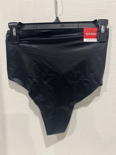 SPANX Shaping Satin Thong Panty 40063R "Very Black" $34 Size LARGE NWT | eBay