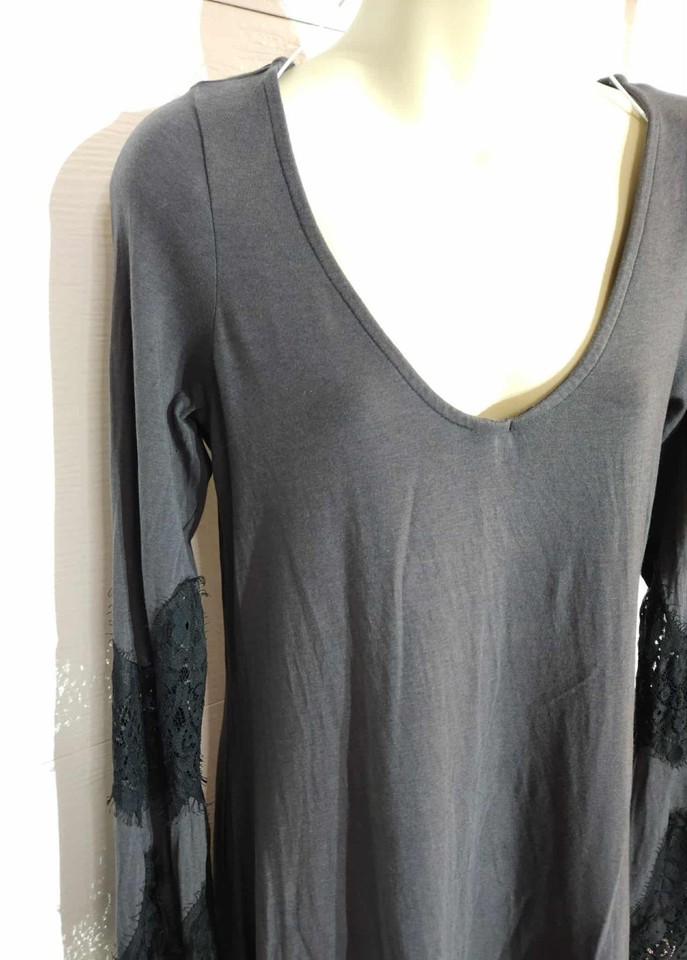 Y2k Vintage Boho Whimsy Gray Black Lace Bell Sleeves Dress Goth Fairycore Size M | eBay