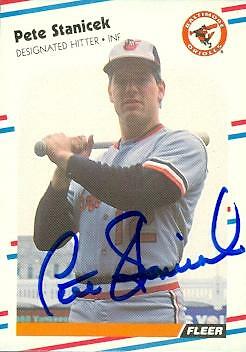 Pete Stanicek autographed Baseball Card (Baltimore Orioles) 1988 Fleer ...