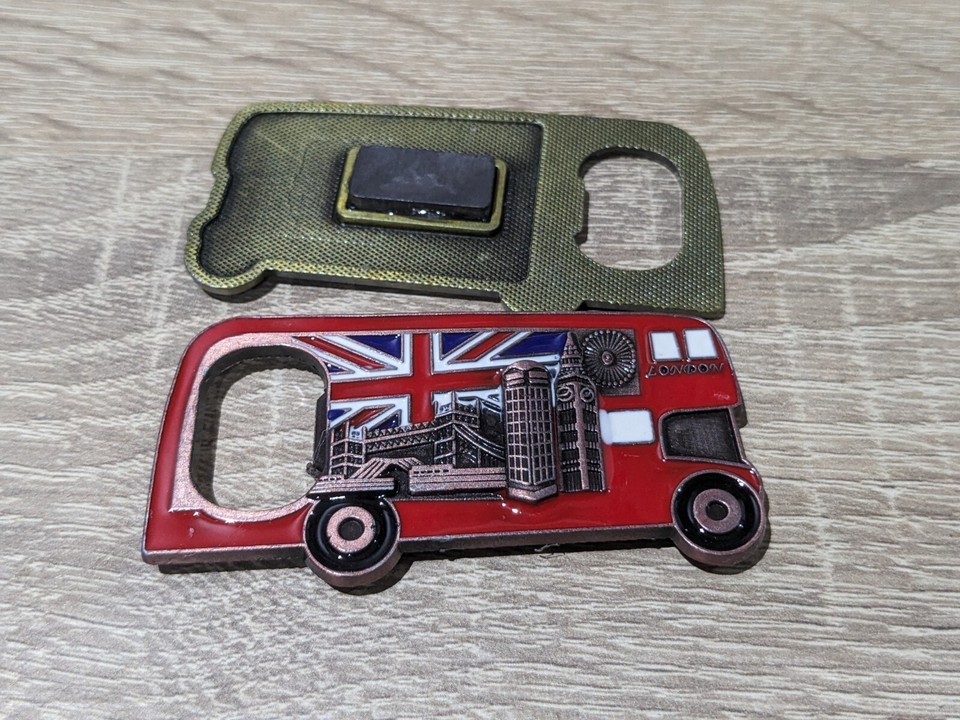 London England Fridge Magnet Travel Souvenir London Red Bus Beer Opener ...