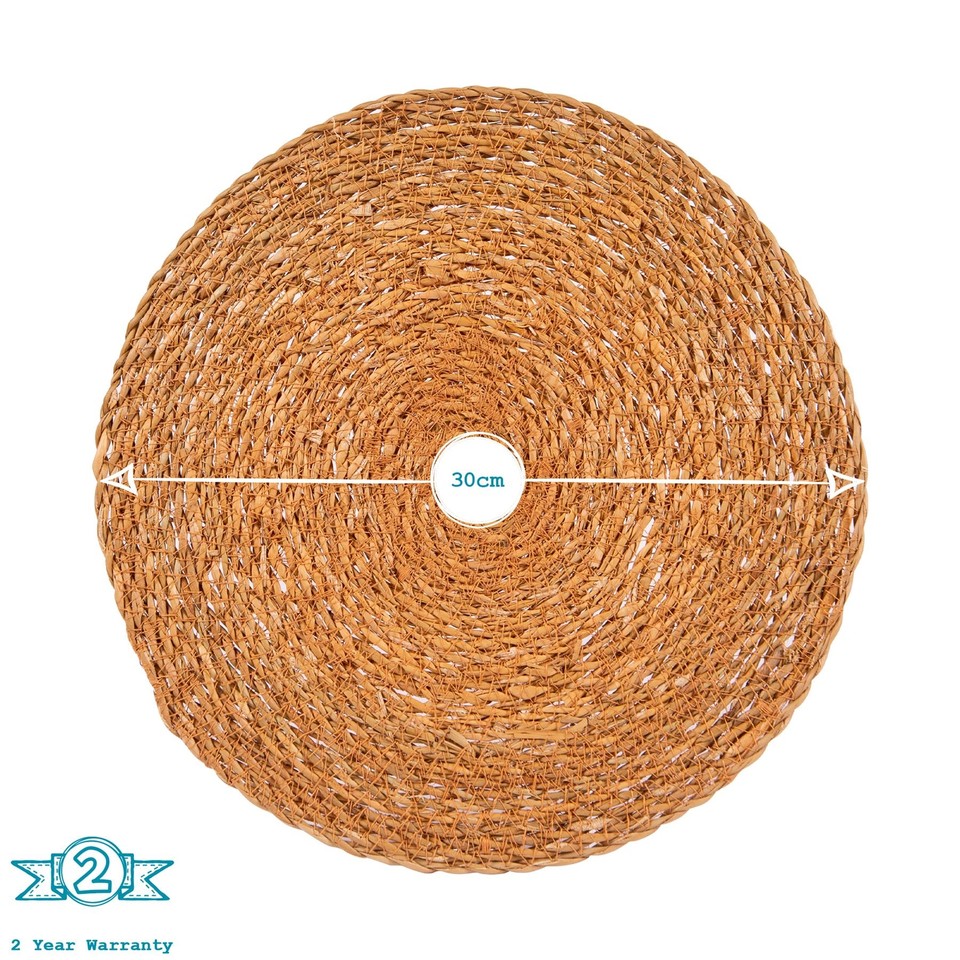 Round Straw Placemats Water Hyacinth Weave Rattan Drinks Mat - Typha ...