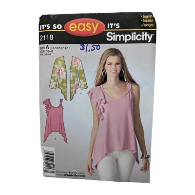 Simplicity Pattern 2118 Knit Top Cardigan Uncut Misses Sizes 6 8 10 12 ...