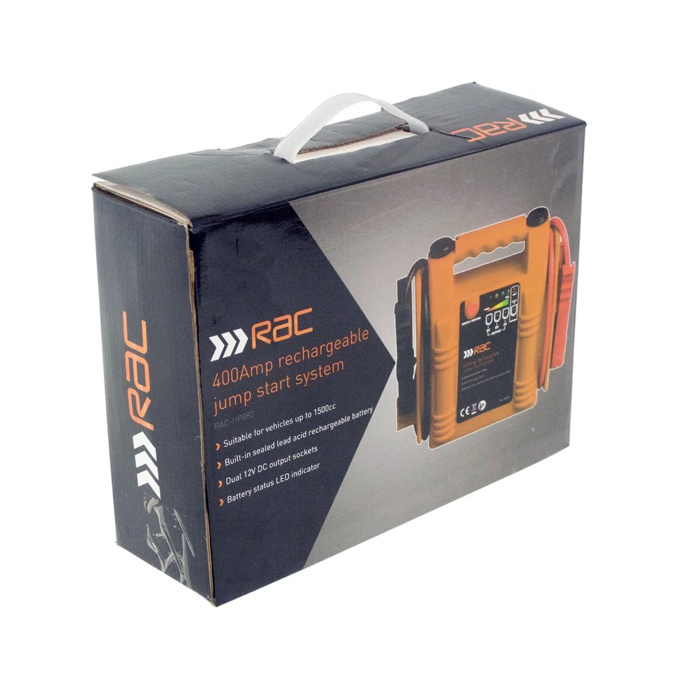 RAC JUMP STARTER 12V 400A CAR VAN BATTERY BOOSTER CHARGER LEADS HEAVY ...