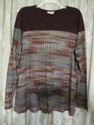 Ladies DARK BERRY Plaid Long Sleeve Top by Tru Self From Kmart Size XL ...