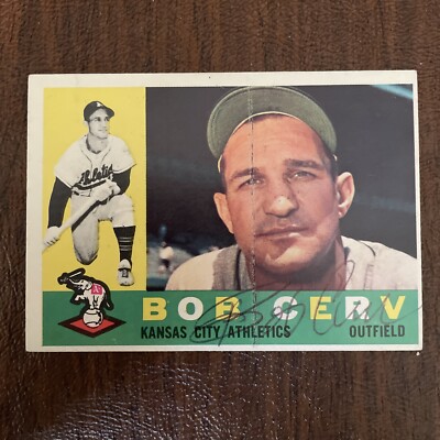 BOB CERV 1960 TOPPS AUTOGRAPHED SIGNED AUTO BASEBALL CARD 425 A'S | eBay