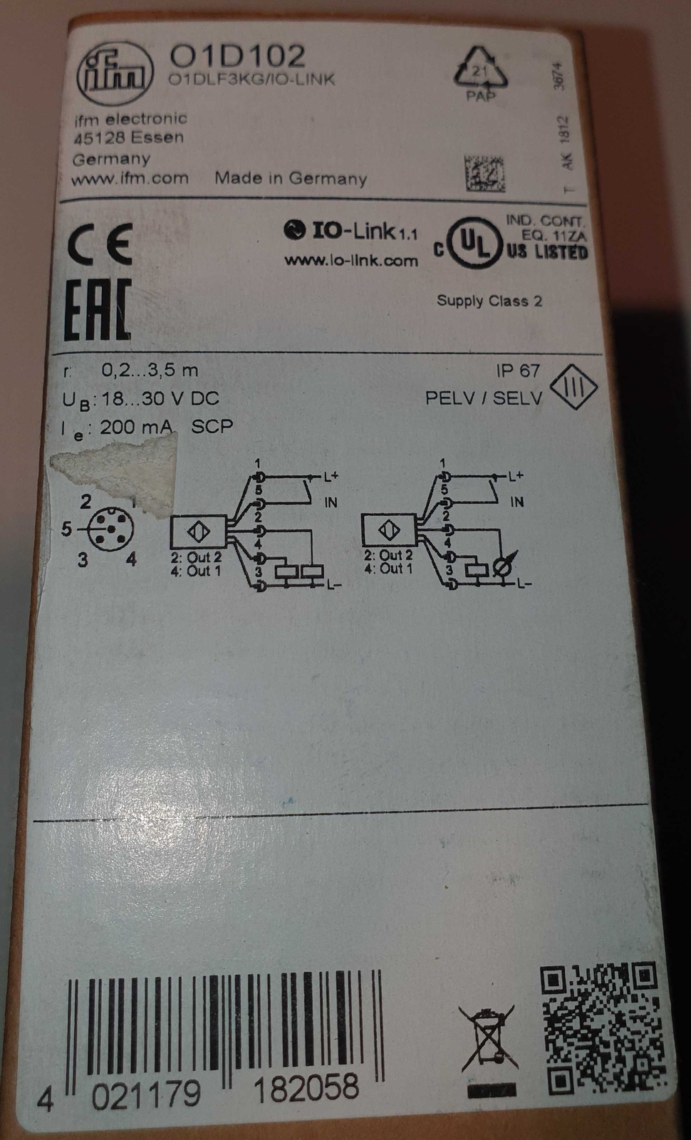 ifm O1D102 IO Link electronic Abstandssensor | eBay.de