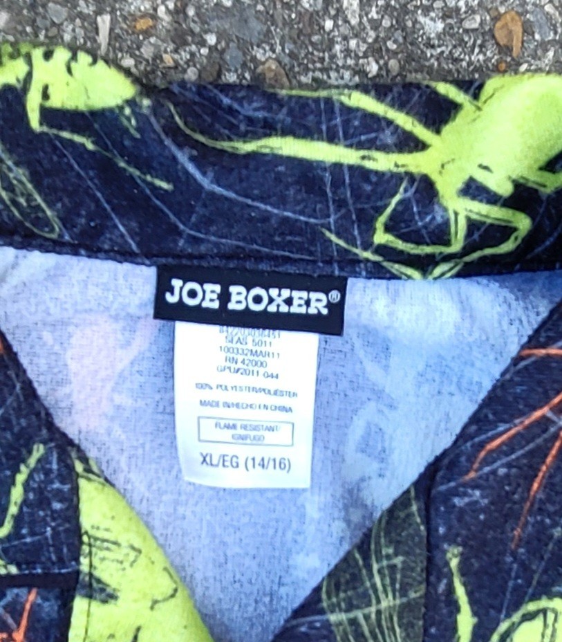 Joe Boxer Halloween Pajamas PJ's 2 Pc Set Spiders, Centipedes Ants Bugs ...