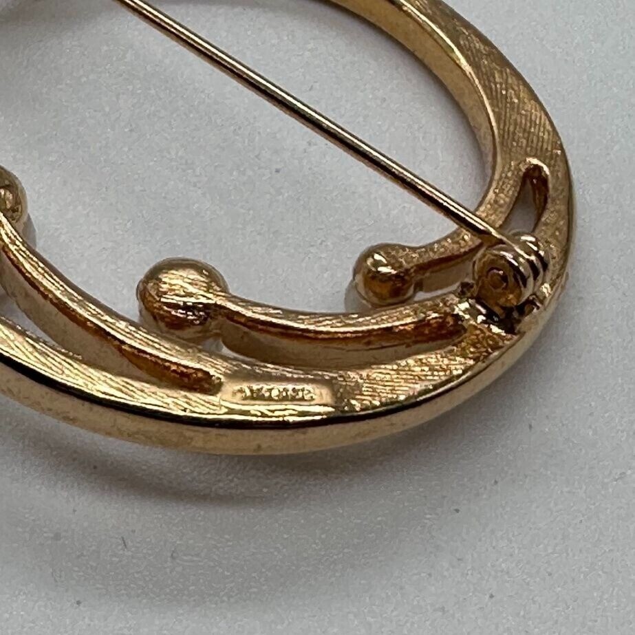 Vintage Monet Classic Circle Pin Brooch Simulated Pearl Gold Tone | eBay