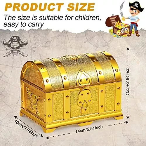 Pirate Treasure Chest Vintage Treasures Collection Storage Box Gold ...