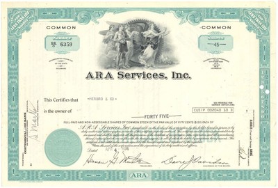 ARA Services, Inc. - Also known as Aramark - 1974 dated Stock ...