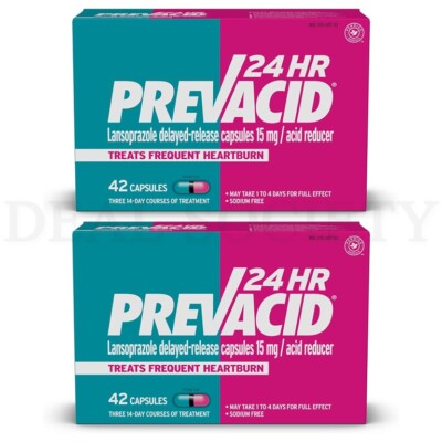 Prevacid 24HR Lansoprazole Delayed-Release Capsules 42 Count Lot of 2 ...
