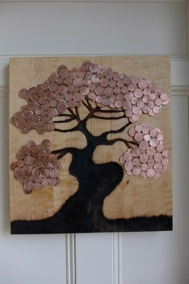 Money Tree Wall Hanging Home Cottage Loft Art Handmade Beautiful Art ...