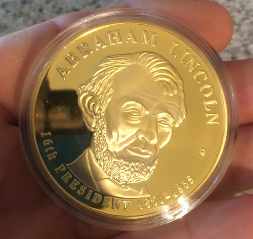 Abraham Lincoln Trial Proof Golden Dollar 24KT Plated coin American ...