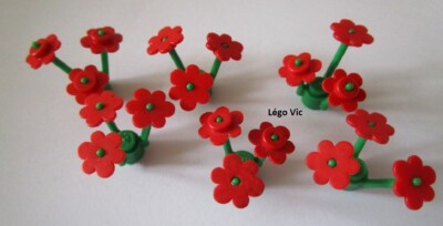 Lego 6 Fleurs Flowers 3741 3742 Red Rouge Maison House Building Town ...