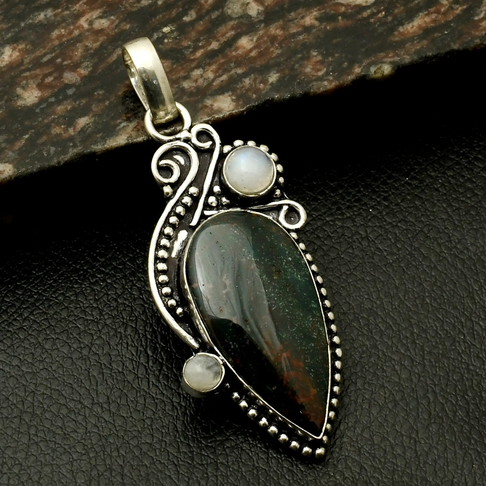 Bloodstone Rainbow Moonstone Gemstone Handmade Pendant Jewelry 2.8" AP ...