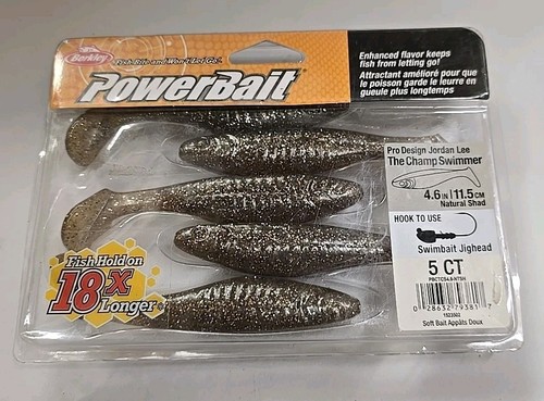 2 PACKS BERKLEY POWERBAIT PRO DESIGN 4.6" CHAMP SWIMMER PLASTIC FISHING ...