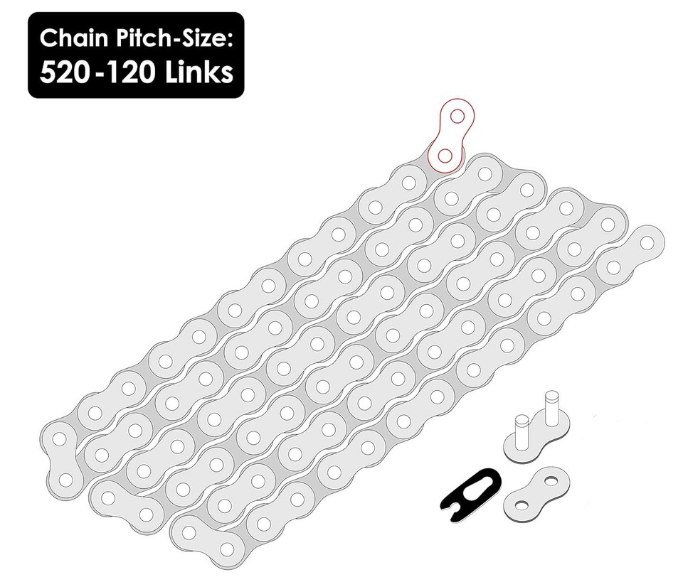 520 X 120 Links Motorcycle ATV Drive Chain 520-Pitch 120-Links Non O ...