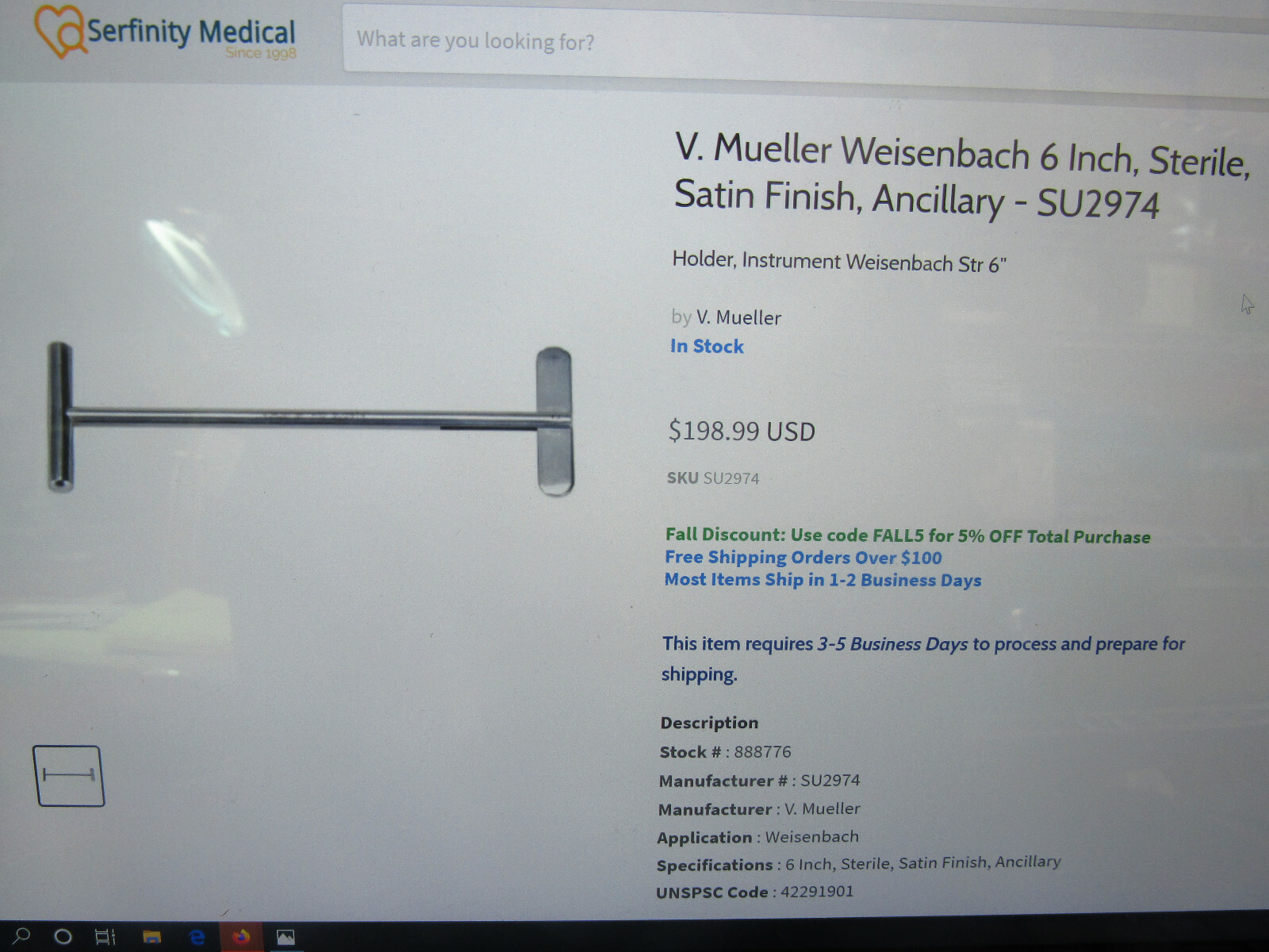 V. Mueller Weisenbach Forceps 6" Instrument Holder Stringer SU-2974 ...