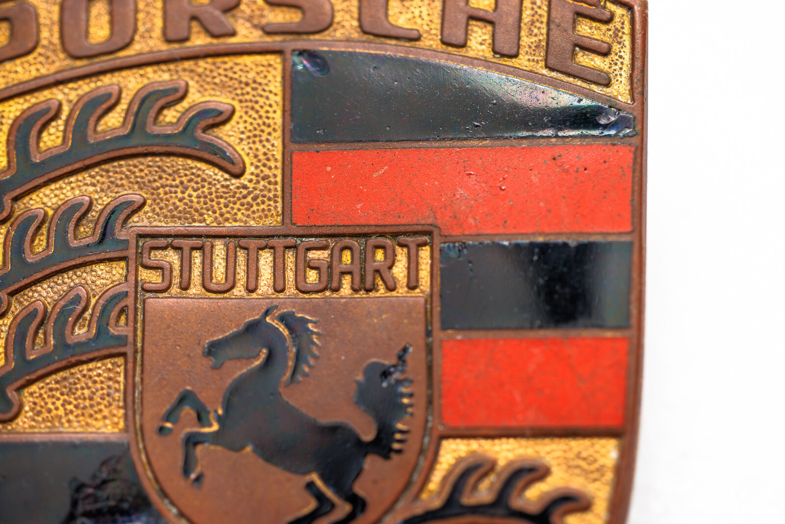 ORANGE BAR Porsche Hood Crest Badge Emblem 65-74 early 911 912 porshe ...