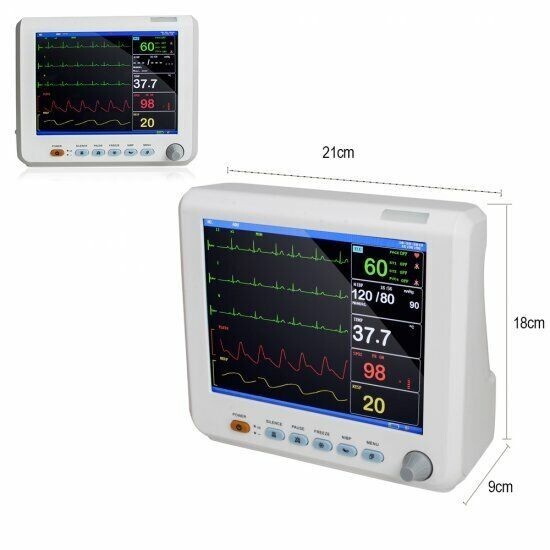 8''-ICU CCU Vital Sign Patient Monitor 6-parameter ECG NIBP RESP SPO2 ...