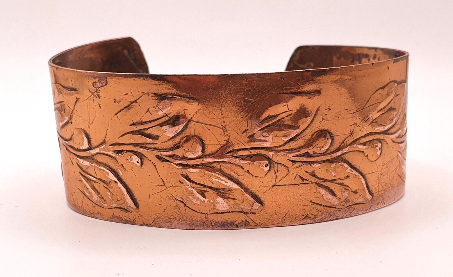 Artisan Studio Copper Leaf Berry Embossed Cuff Bracel… - Gem
