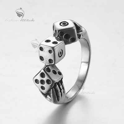 Lucky dice ring stainless steel silver fashion attitude | eBay