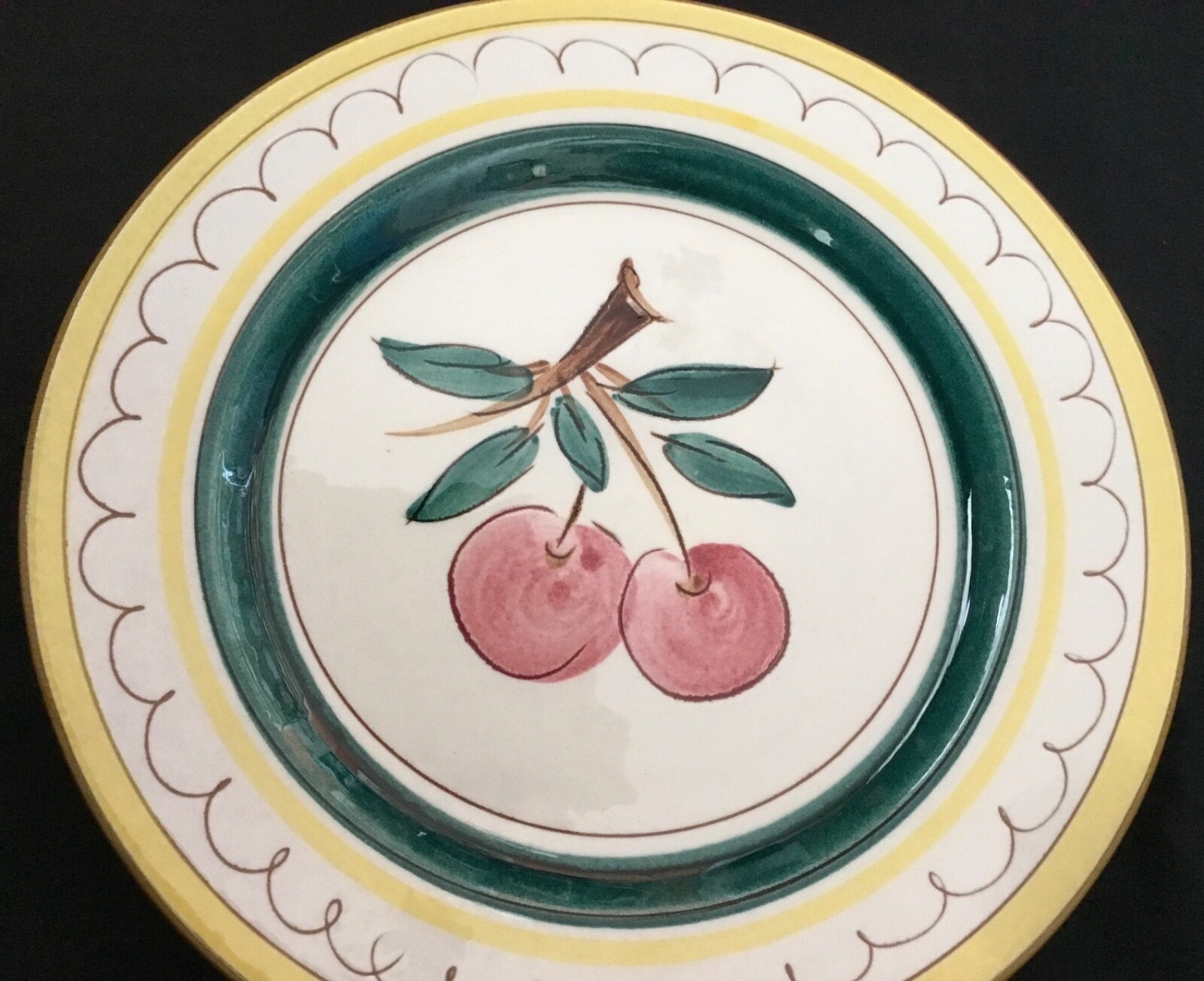 VTG STANGL POTTERY HAND PAINTED 7 7/8" LUNCHEON SALAD PLATE 'FRUIT PLUM ...