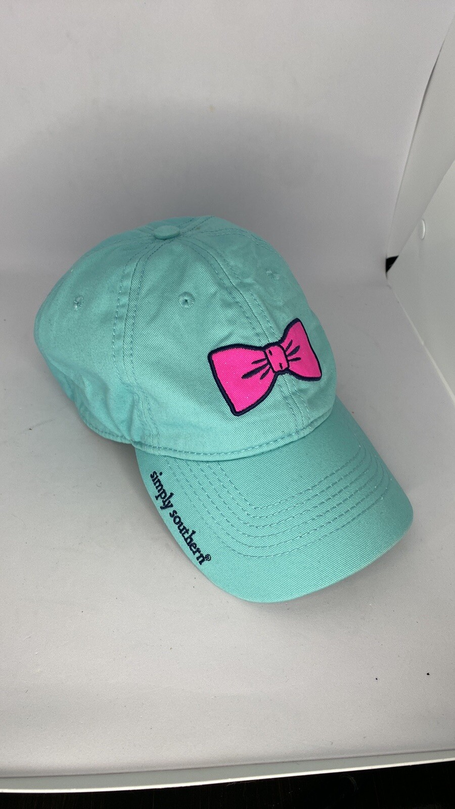 Simply Southern Hot Pink Bow On Aqua Blue Cap Hat A… - Gem