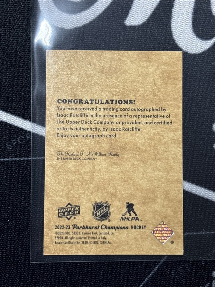 2022 PARKHURST CHAMPIONS #R-64 ISAAC RATCLIFFE ROOKIE AUTO '51 RETROS ...