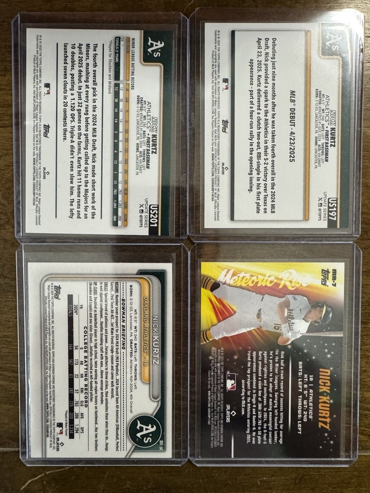 (4) Nick Kurtz Rookie Card Lot - Topps Update, Bowman Draft 1st, Bowman Chrome | eBay