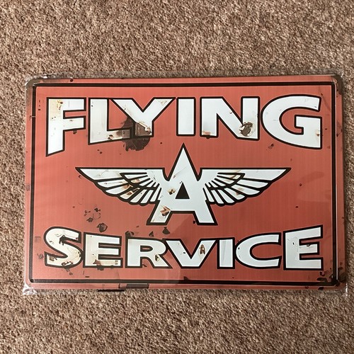 Metal Sign Plaque Garage Home Bar Man Cave Shed Petrol Oil -Flying A ...