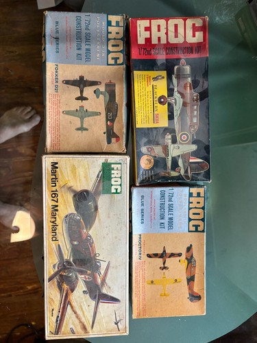Lot of 4 vintage Frog 1/72 Model Airplane kits 156P, F102, 341P, F241 ...