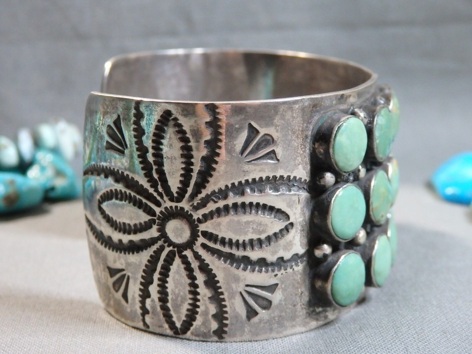 75g NAVAJO Marco Begay CERRILLOS TURQUOISE Sterling Silver MANY MOONS ...
