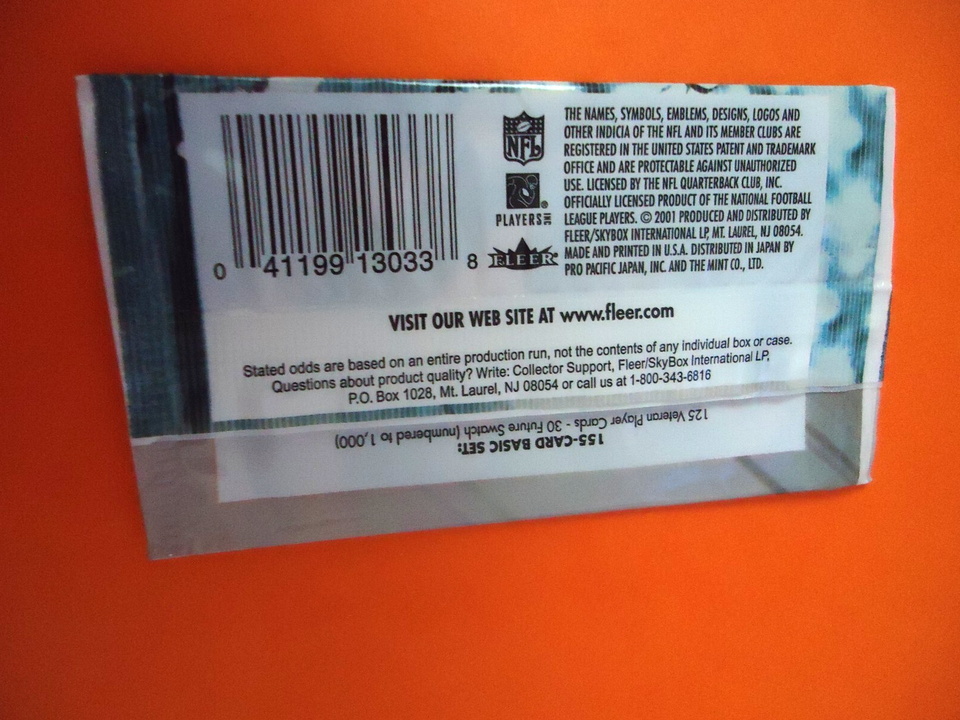 2001 Fleer Genuine Football card wrapper - Retail - Donovan McNabb ...