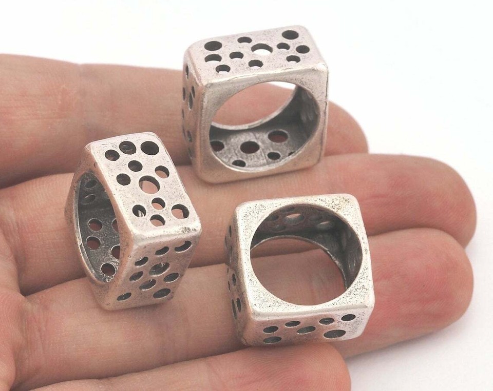 Square Perforated Ring Antique Silver Plated brass Optional Size 3694 ...