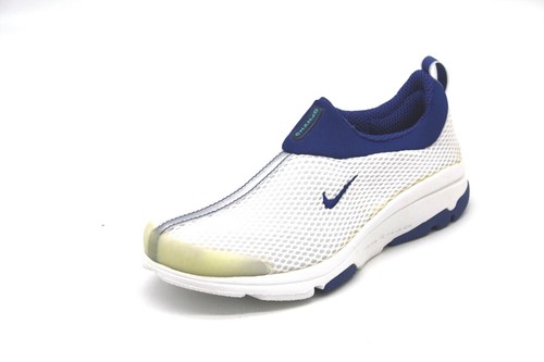 NIKE SLIP ON SHOE AIR CHANJO 2 302320-141 WHITE/ROYAL BLUE-METALLIC ...