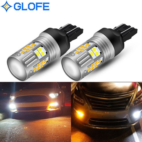 GLOFE 7443 7440 LED Switchback White Amber Turn Signal Dual Color Light ...