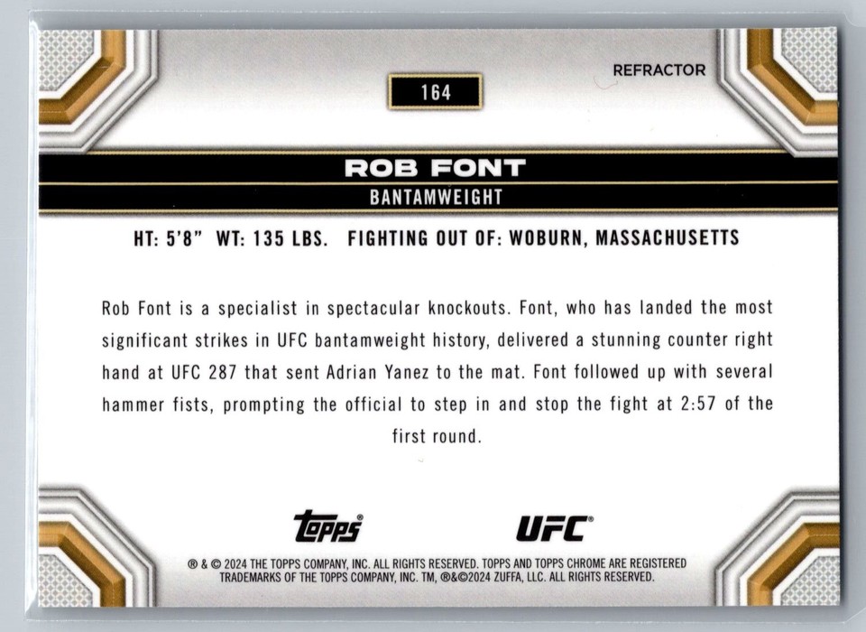 2024 Topps Chrome UFC #164 Rob Font Refractor | eBay