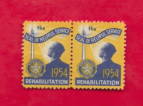 2 Attached 1954 American Legion Rehabilitation Poster Stamps A-309 | eBay