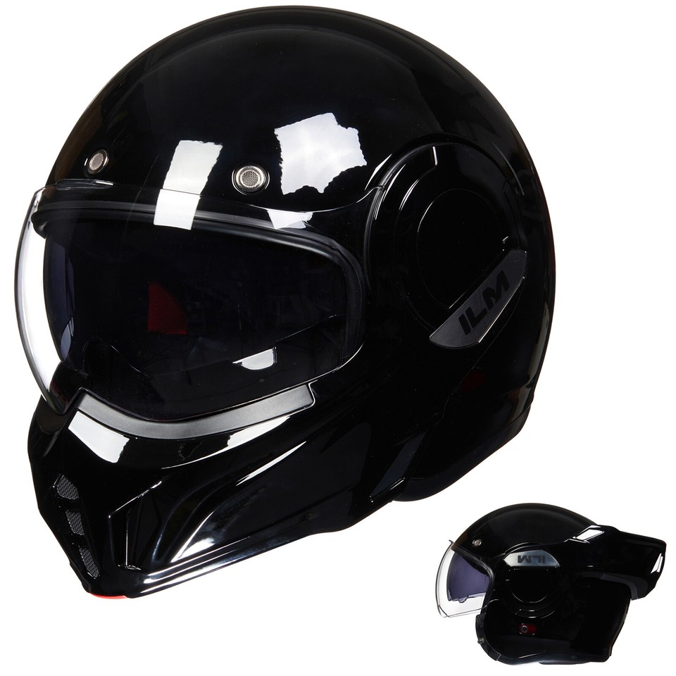 ILM Vintage Full Face Modular Motorcycle Helmet ATV UTV Adult 180 Flip ...