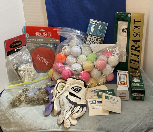 Junk Drawer Lot GOLF Tees, Gloves, Balls, Soft Spikes, Putting Discs ...