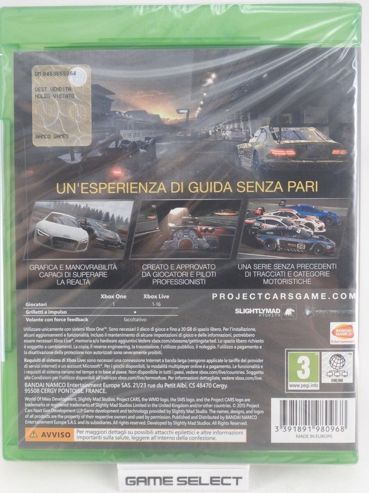Project Cars 1 Microsoft Xbox One Pal Eur Ita Original Nouveau Scellé ...