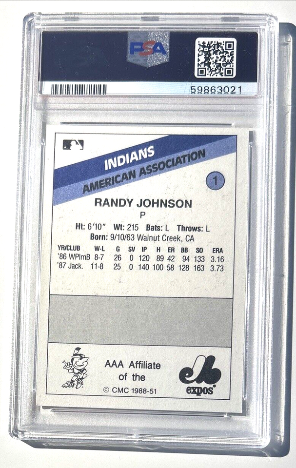 1988 CMC (TCMA) Indianapolis Indians Randy Johnson #1 PSA 7 - Pop 7 (10 ...