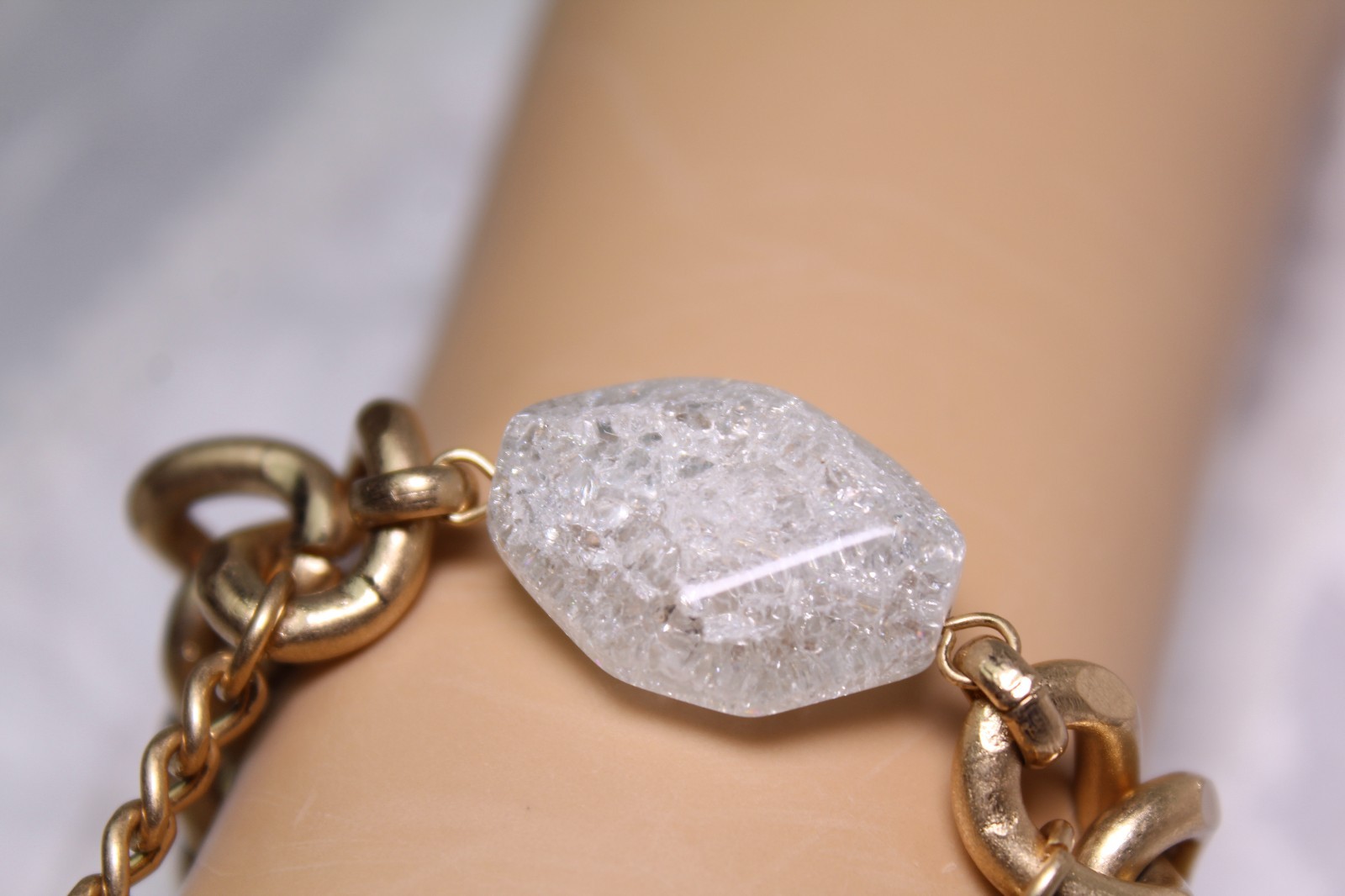 Matte Gold Hand Chain Hand Chain with Raw Rock Accent | eBay