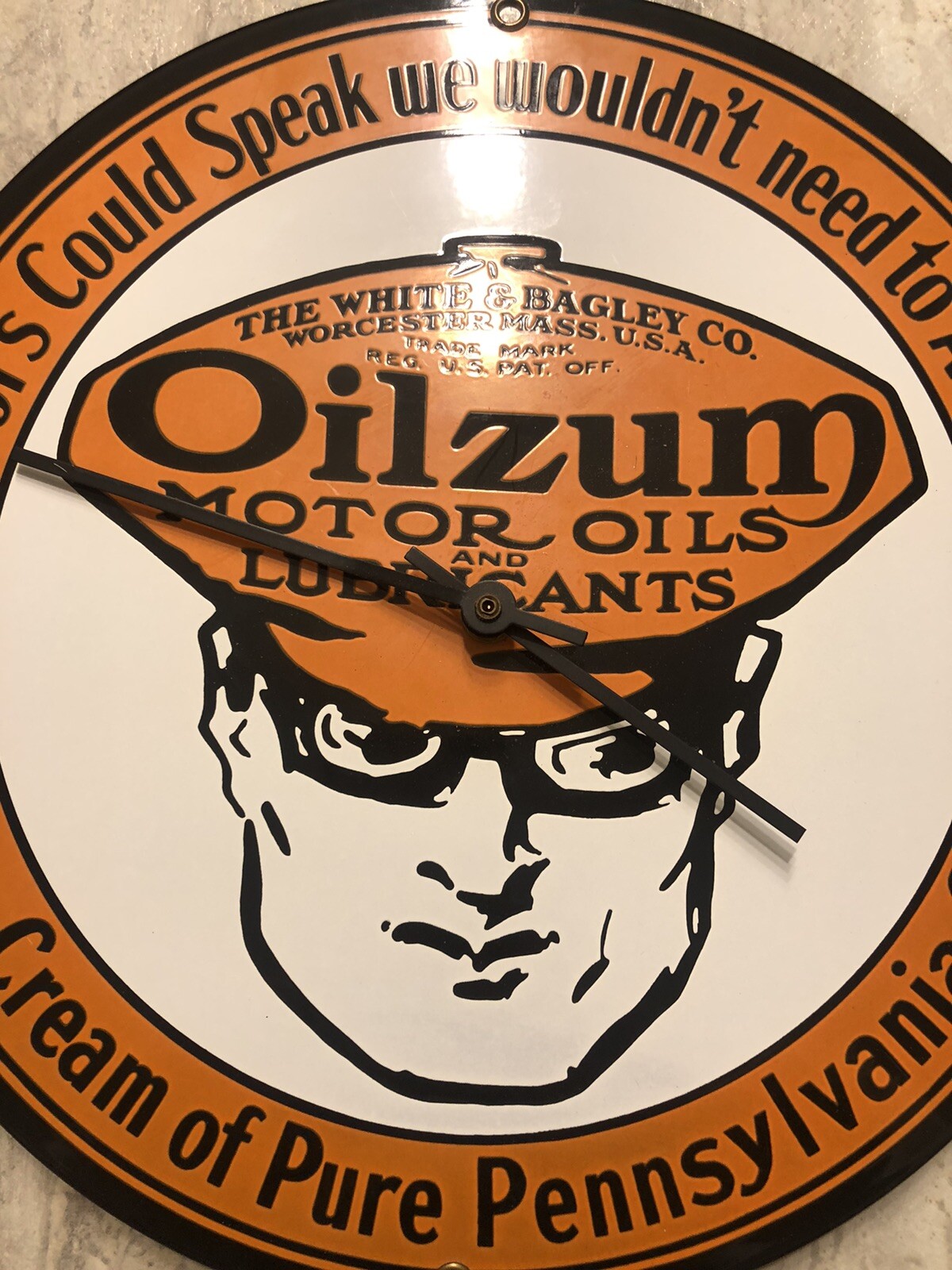 Rare Vintage Oilzum CLOCK Sign Motor Oils “The Cream Of Pure ...