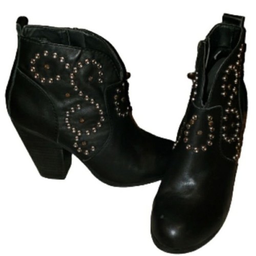 Steve Madden Awsum Women's 7.5 Studded Black Leather Upper Western ...