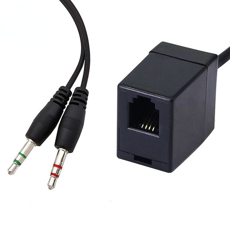 Headset Splitter Adapter RJ9 to Dual 3.5mm for Multi Device Audio ...