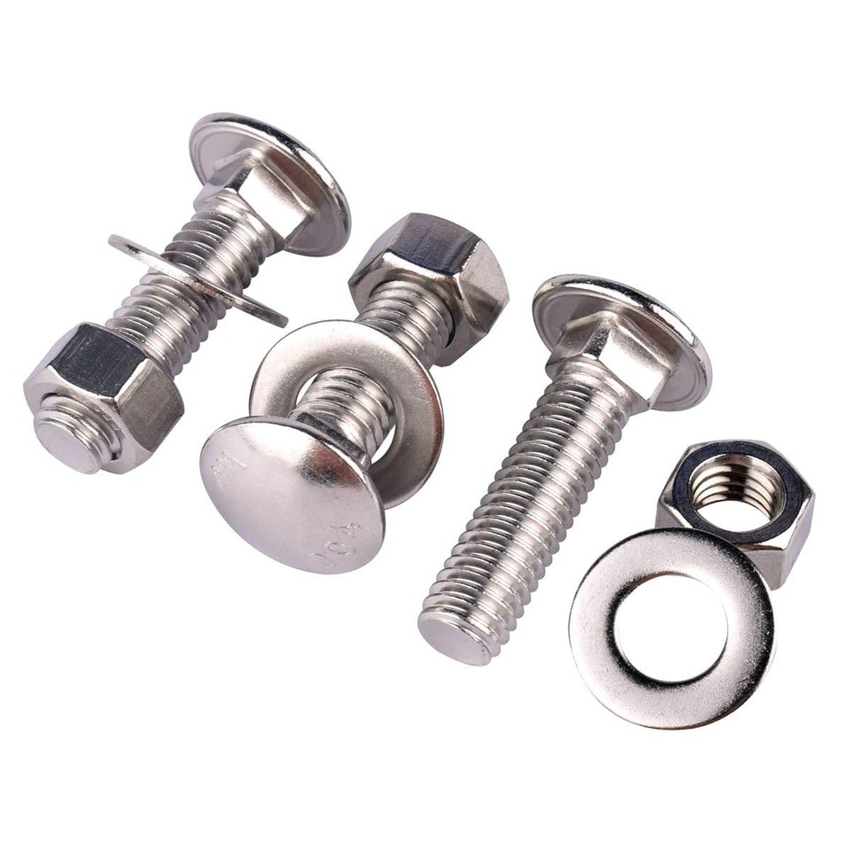 Carriage Bolt Nut Washer Kit 304 Stainless Steel 1/4-20x3/4In Full ...