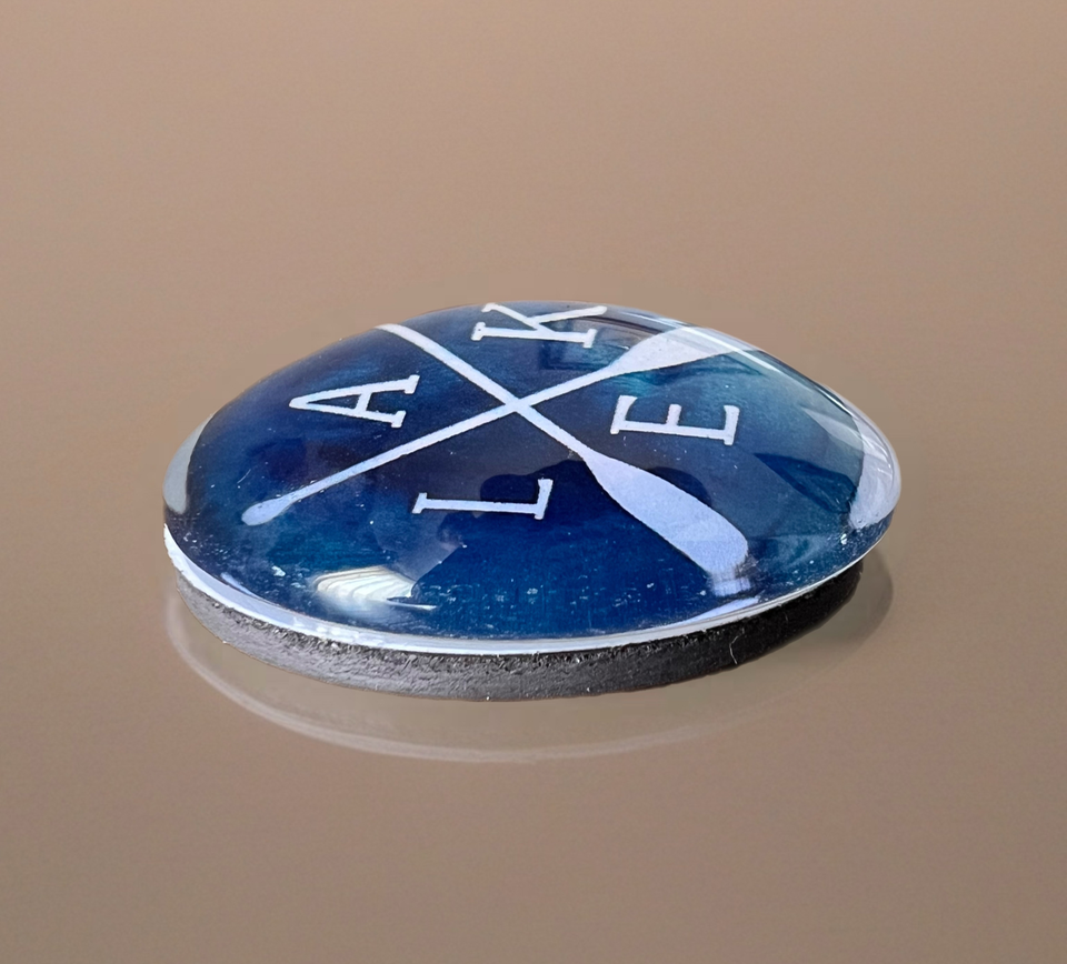 Lake Magnets - Set of 6 - Clear Round Refrigerator Magnets w/ Deep Blue ...