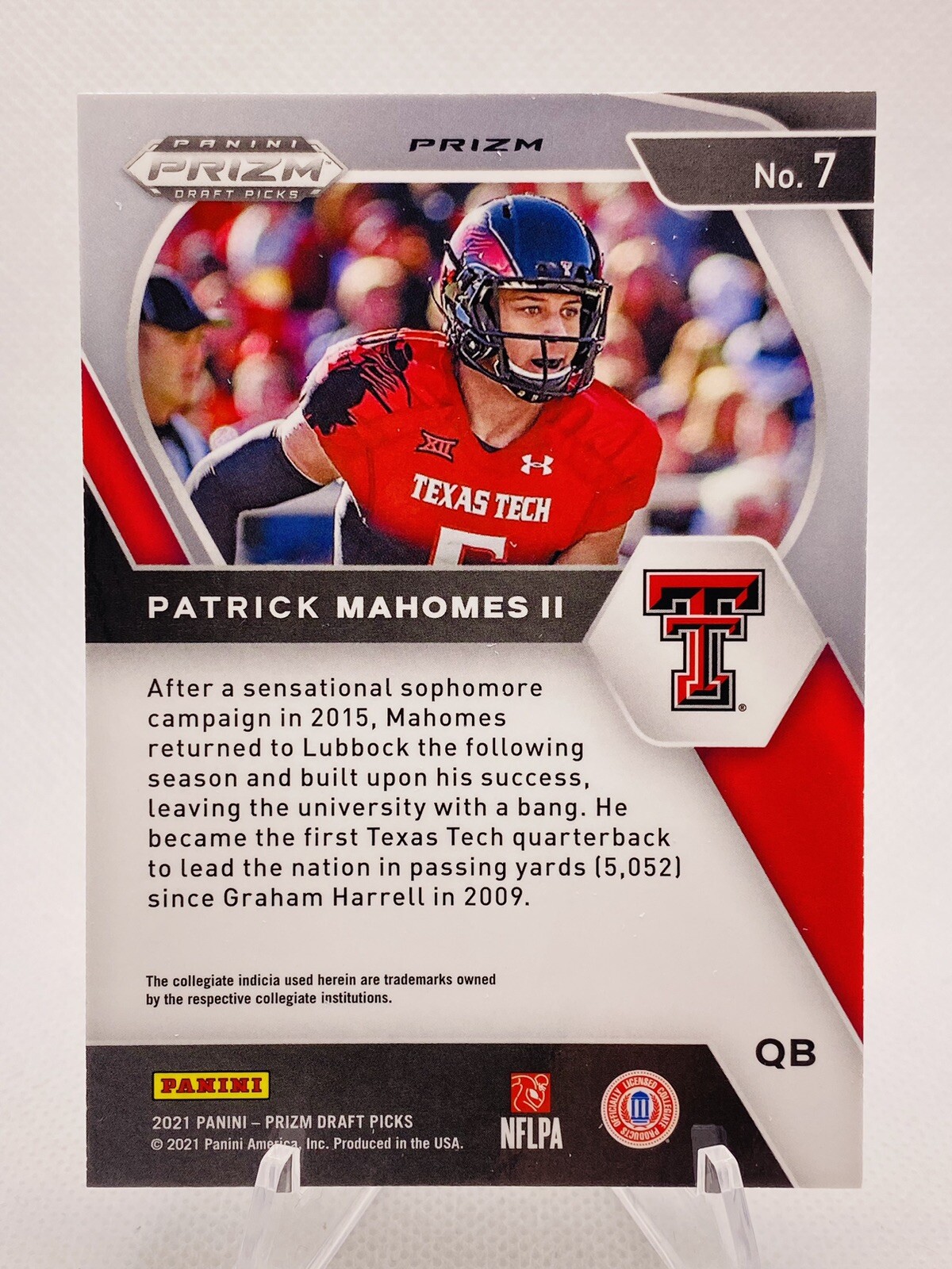 Patrick Mahomes SILVER HOLO REFRACTOR TEXAS TECH DRAFT PICKS PRIZM 2021 ...